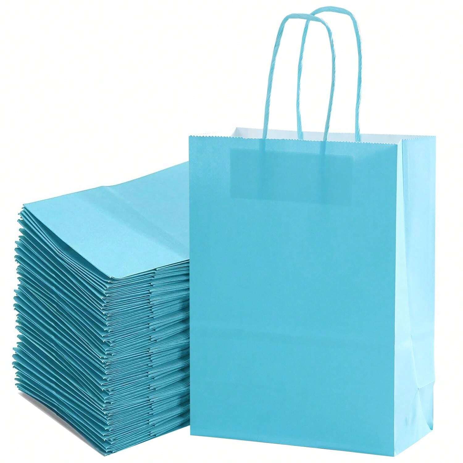 24 piezas de bolsa de papel Kraft de color azul claro de tamaño mediano ...