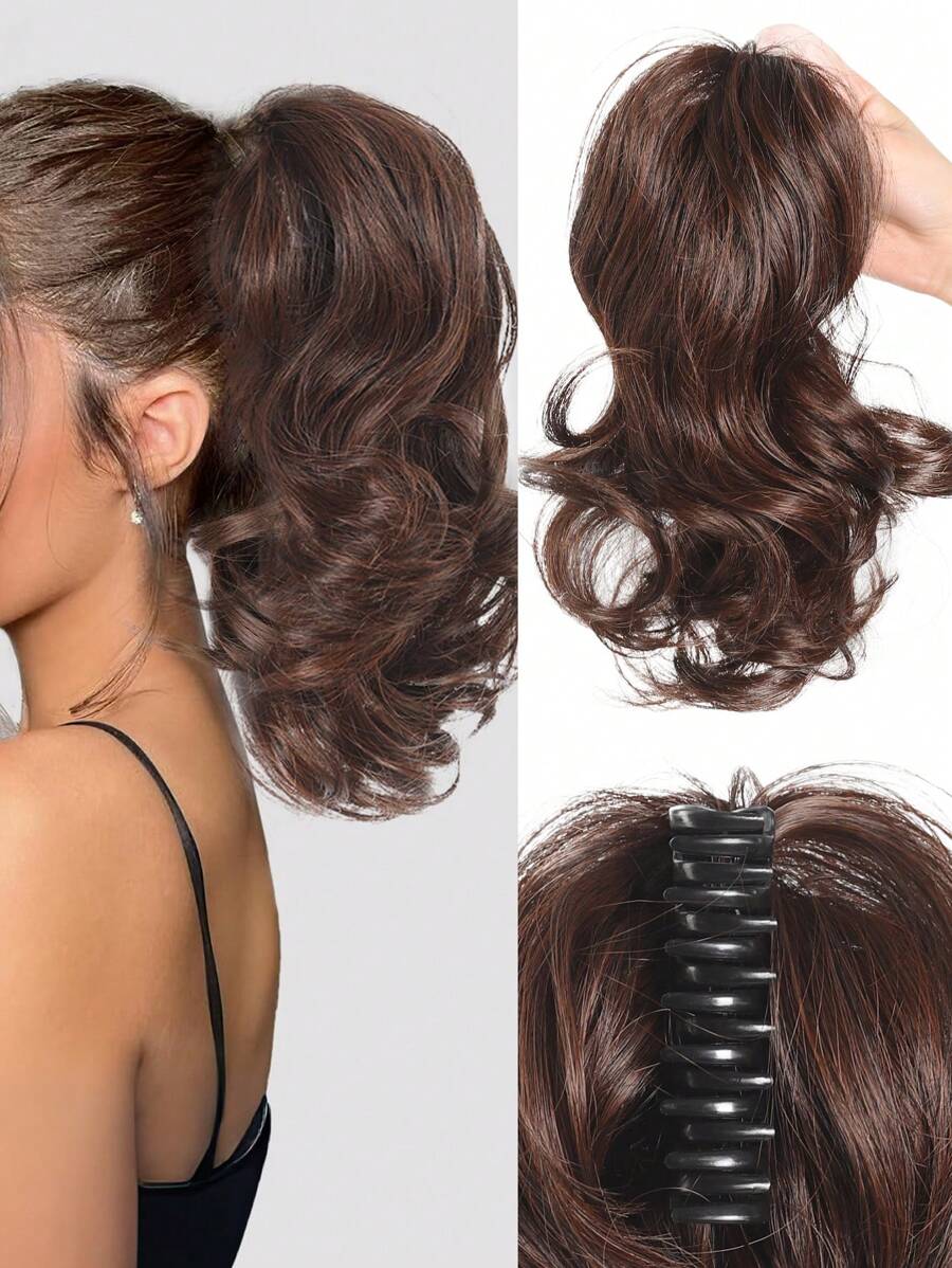 Synthetic Short Wavy Ponytail Claw Curly Ponytails Extension Hairpiece ...