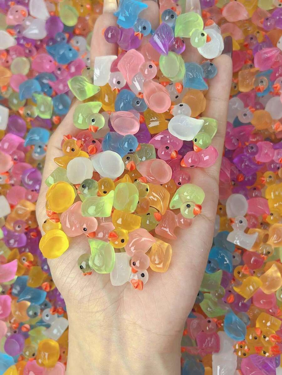 20pcs Mini Luminous Resin Ducks For Crafts, Colorful Tiny Ducks Glow In ...