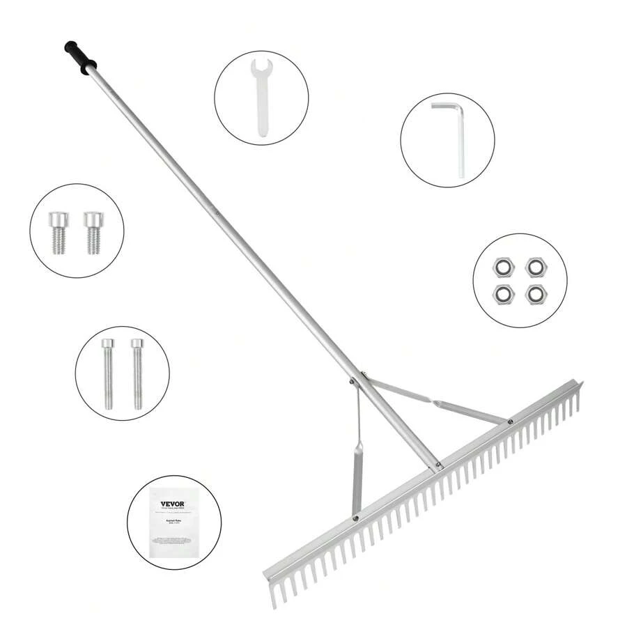 Landscape Rake, 36" Head Aluminum Landscape Rake, Lake Rake With 75 ...