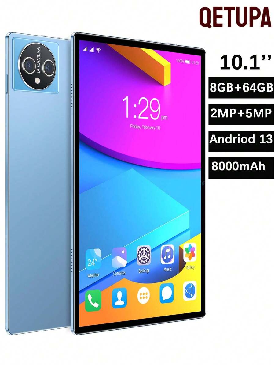 Tablet Qetupa 10,1-calowy tablet z Androidem 13, 8 GB ROM 64 GB RAM ...