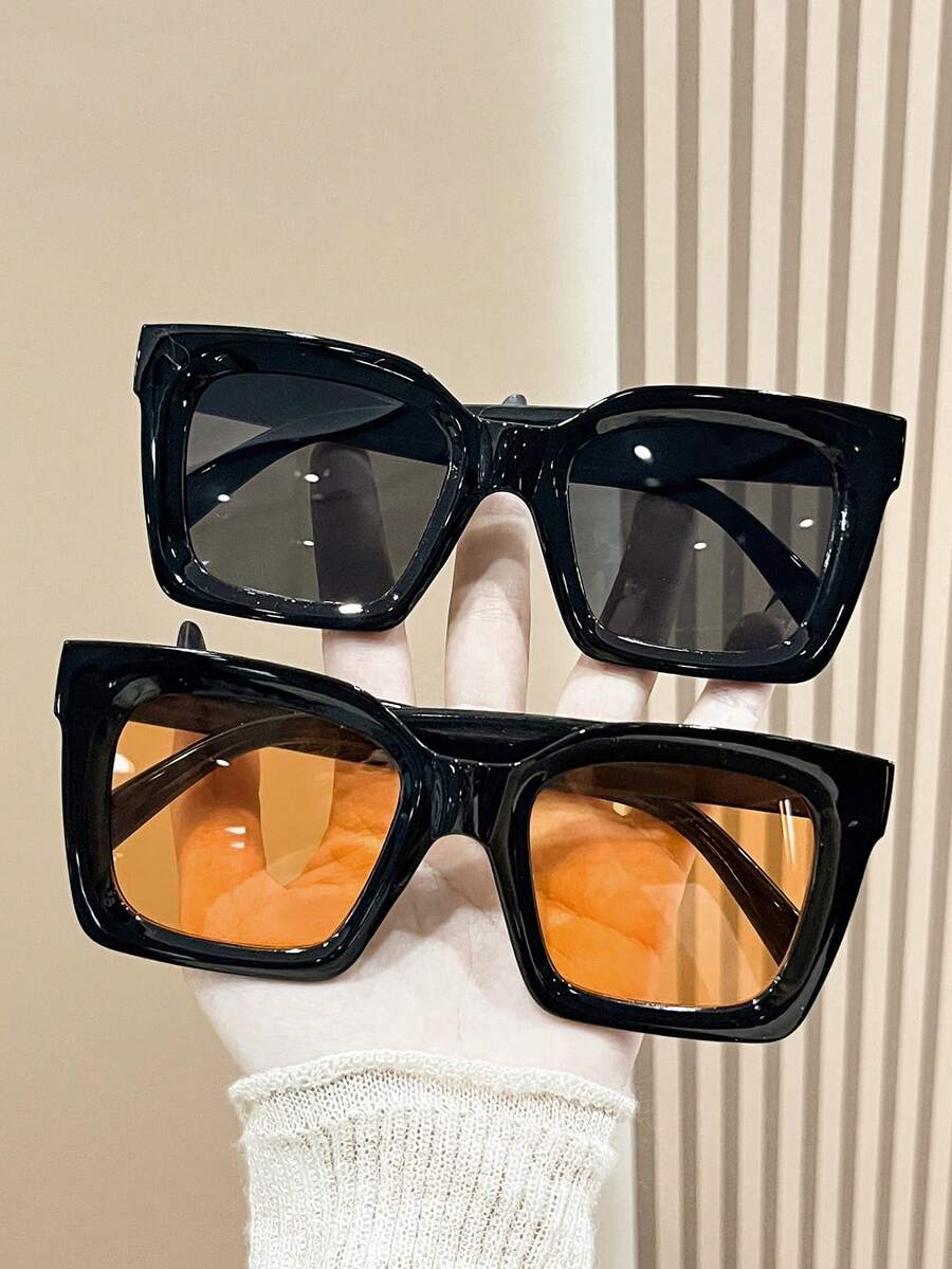 2 Pairs Unisex Plastic Full Frame Square Sunglasses Bohemian Minimalist ...