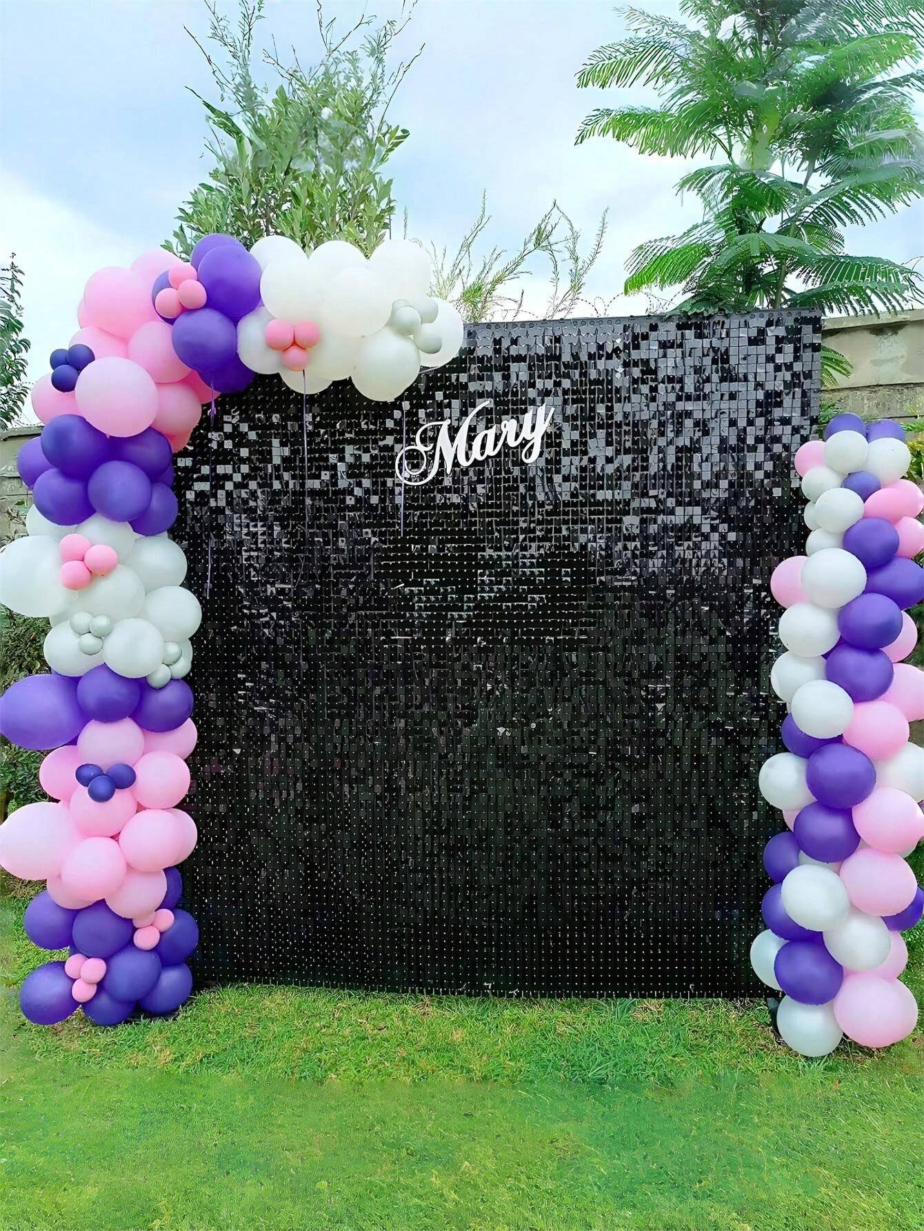 Czarne cekiny Shimmer Wall Backdrop 24 szt./12 szt., kwadratowe cekiny ...