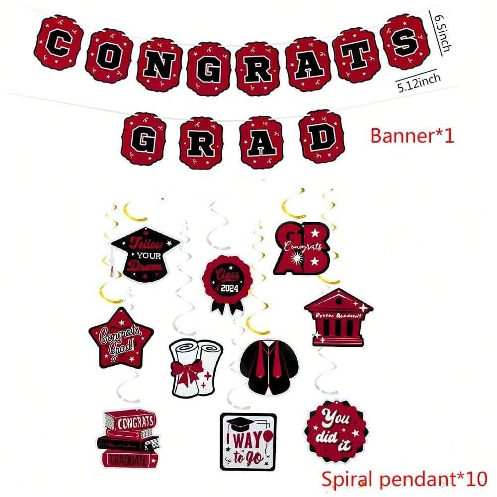 11pcs/Set Class Of 2024 Graduation Party Decorations, Burgundy ...