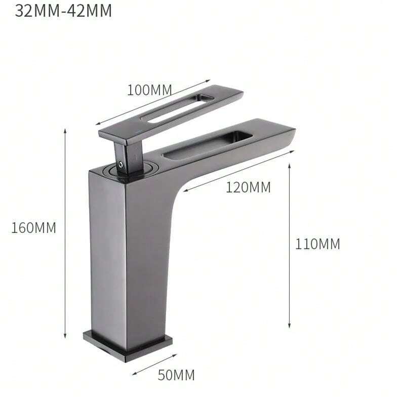 Torre de mistura de pia de banheiro cinza de uma alça, torneira de ...