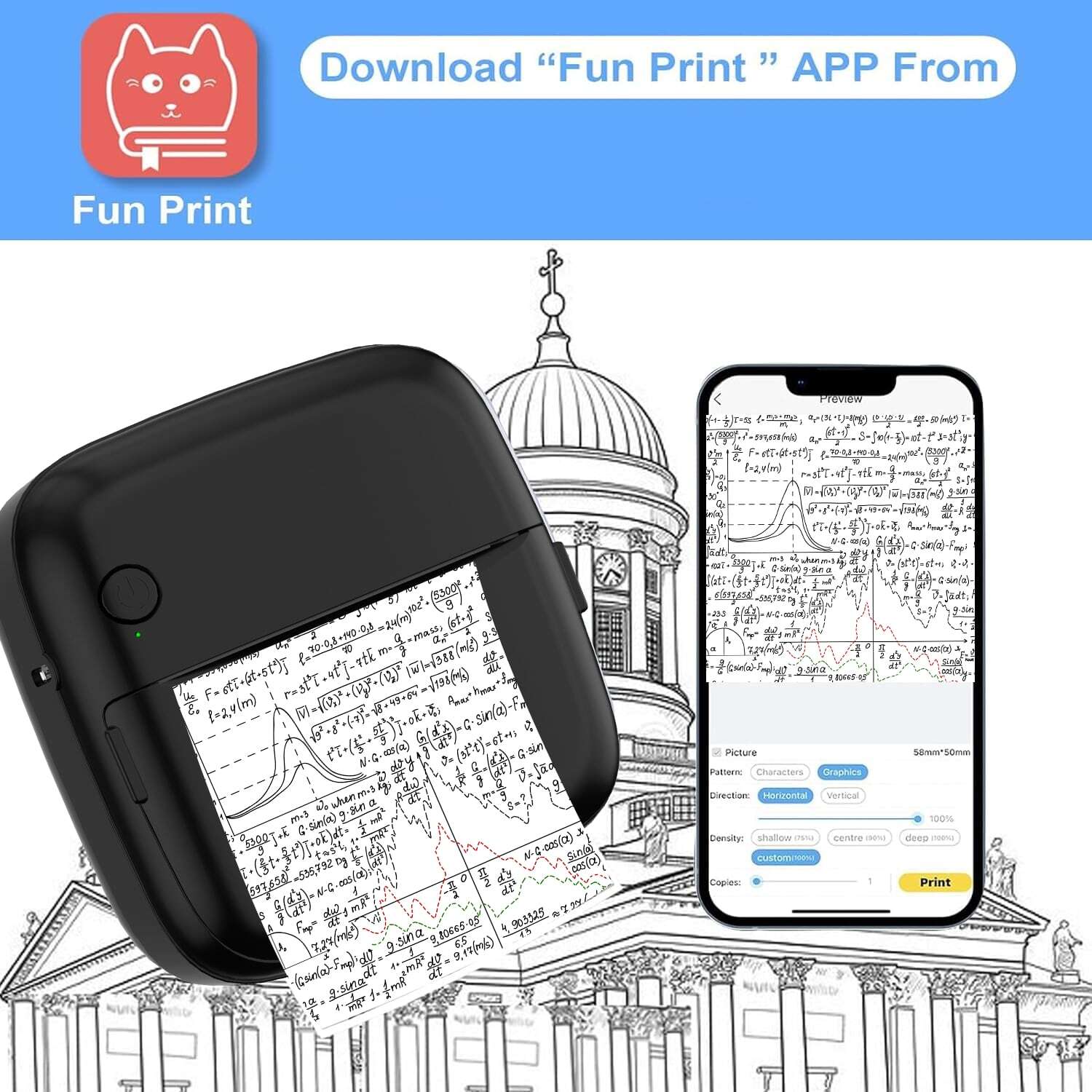 Portable Mini Sticker Printer, Bluetooth Smart Pocket Inkless Thermal ...