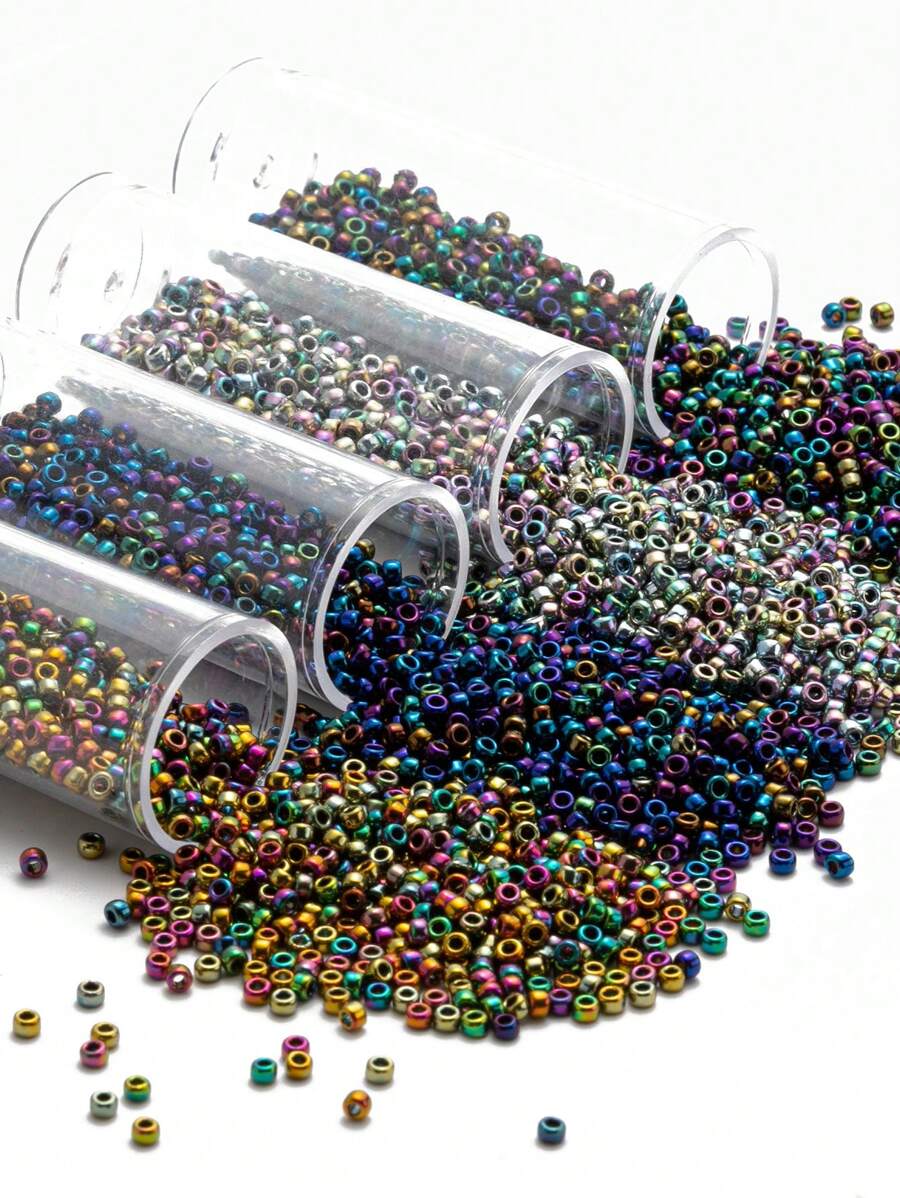 1 Pack 10g/800pcs 2mm Glass Beads, Vintage Electroplated Metallic Color ...