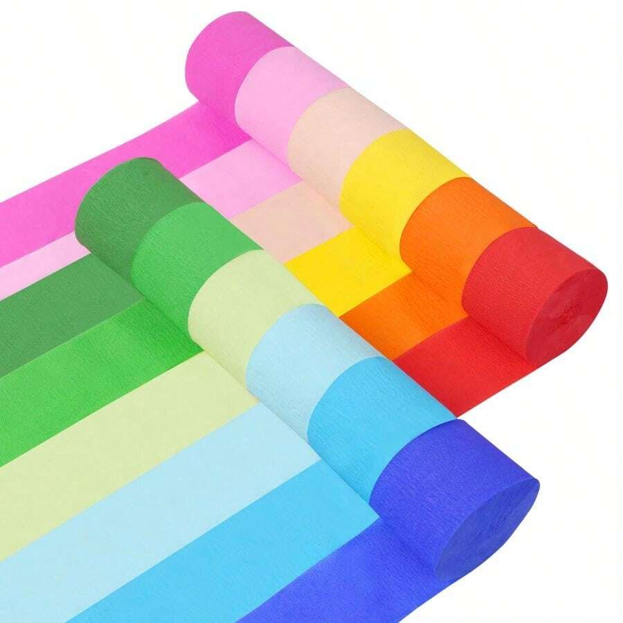 12 Rolls Crepe Paper Streamers, 12 Colors Streamers Party Supplies For ...