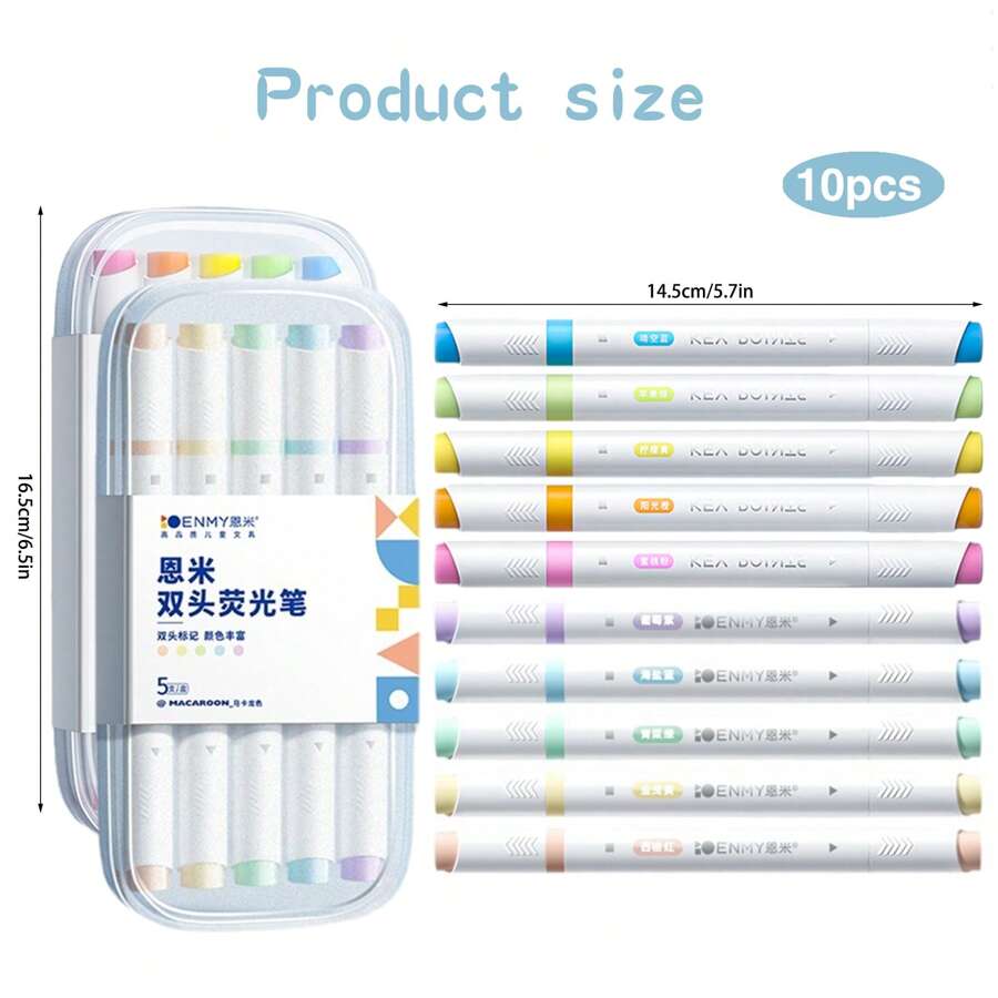 10 Pcs Highlighters Pens, Double Ended Pastel Highlighter, Colored ...