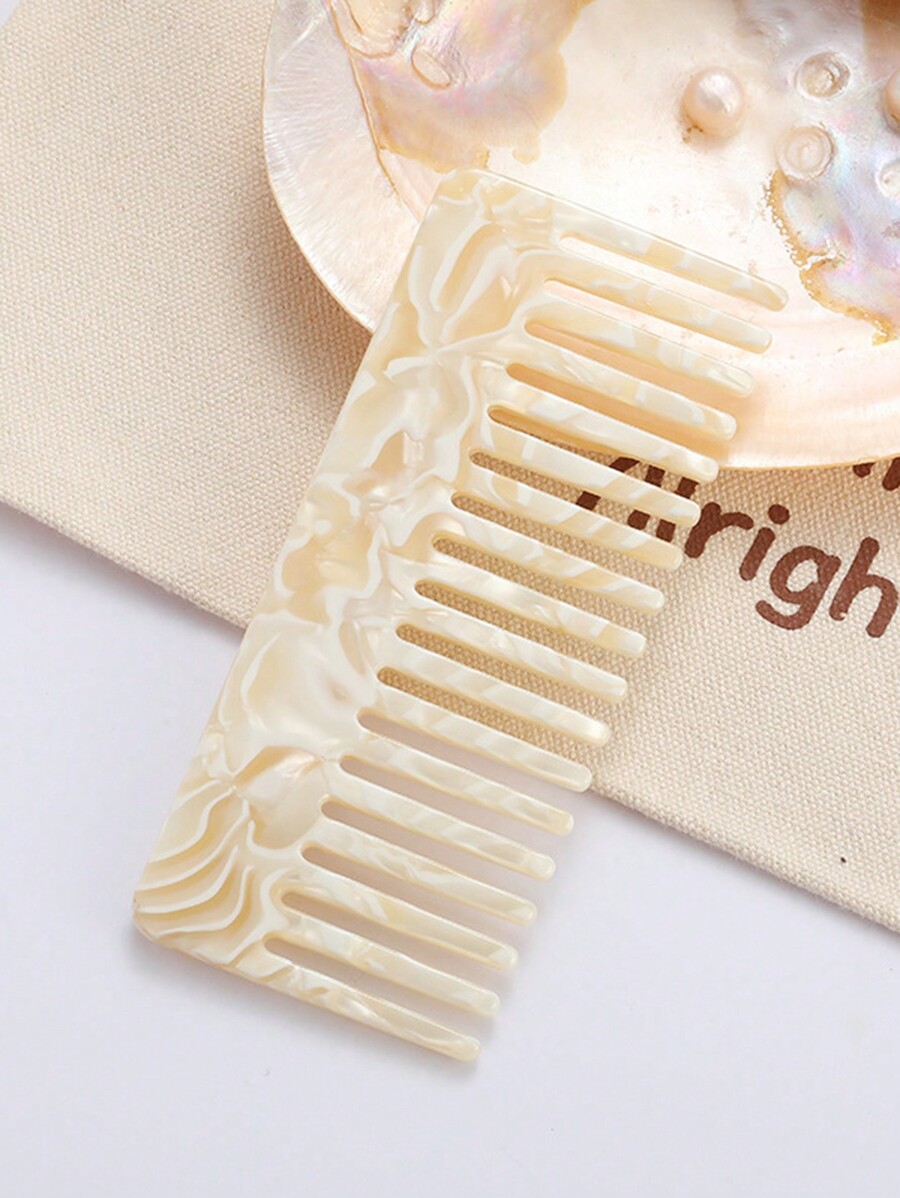 1pc Vintage Fashion Acetic Acid Hair Comb Marble Pattern Anti Static ...