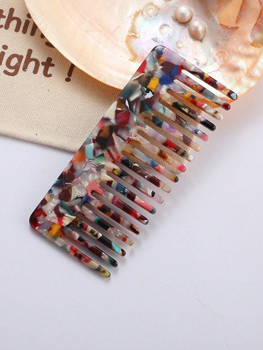 1pc Vintage Fashion Acetic Acid Hair Comb Marble Pattern Anti Static ...