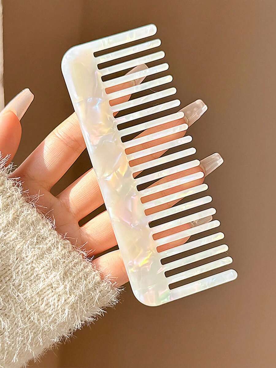 1pc Vintage Fashion Acetic Acid Hair Comb Marble Pattern Anti Static ...