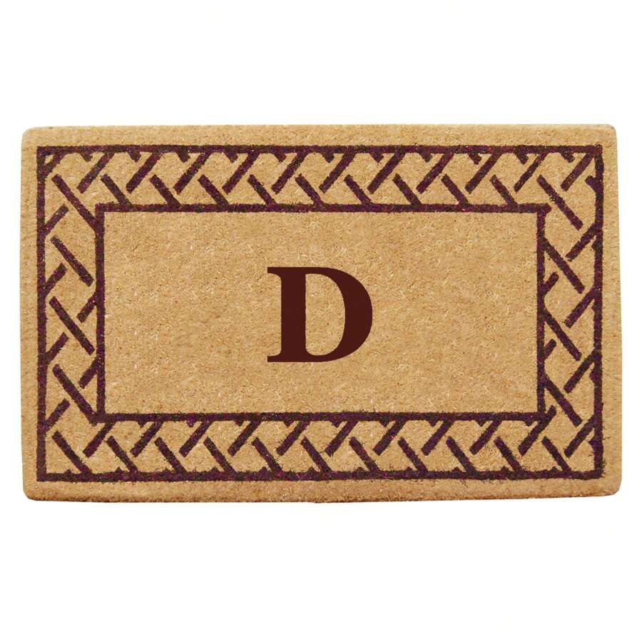Heavy Duty Coir Door Mat Trellis, Monogram D - Brown 22" X 36" | SHEIN USA