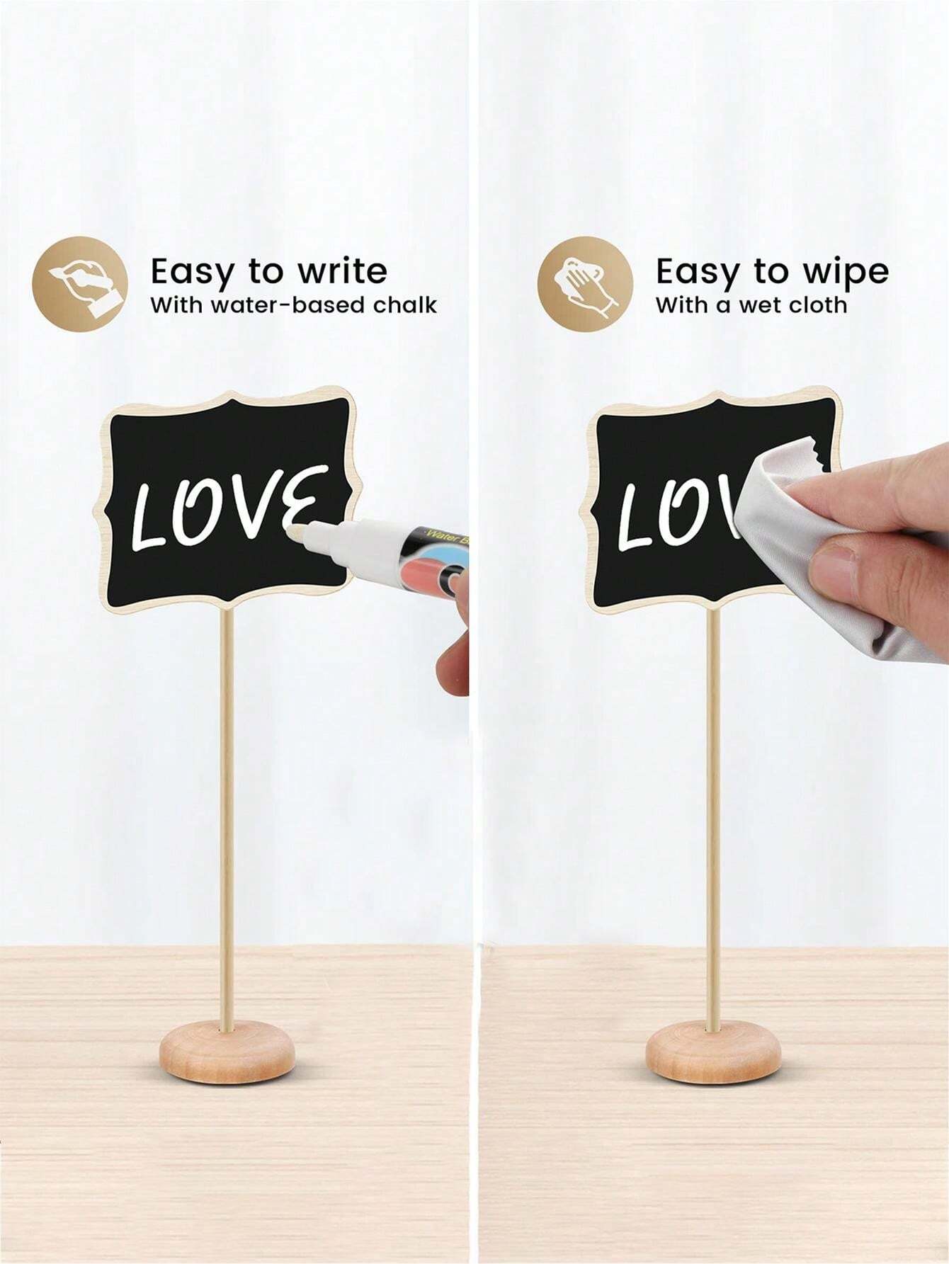 10pcs Wooden Chalkboard Signs Small Chalkboard With Easel Stand Food ...