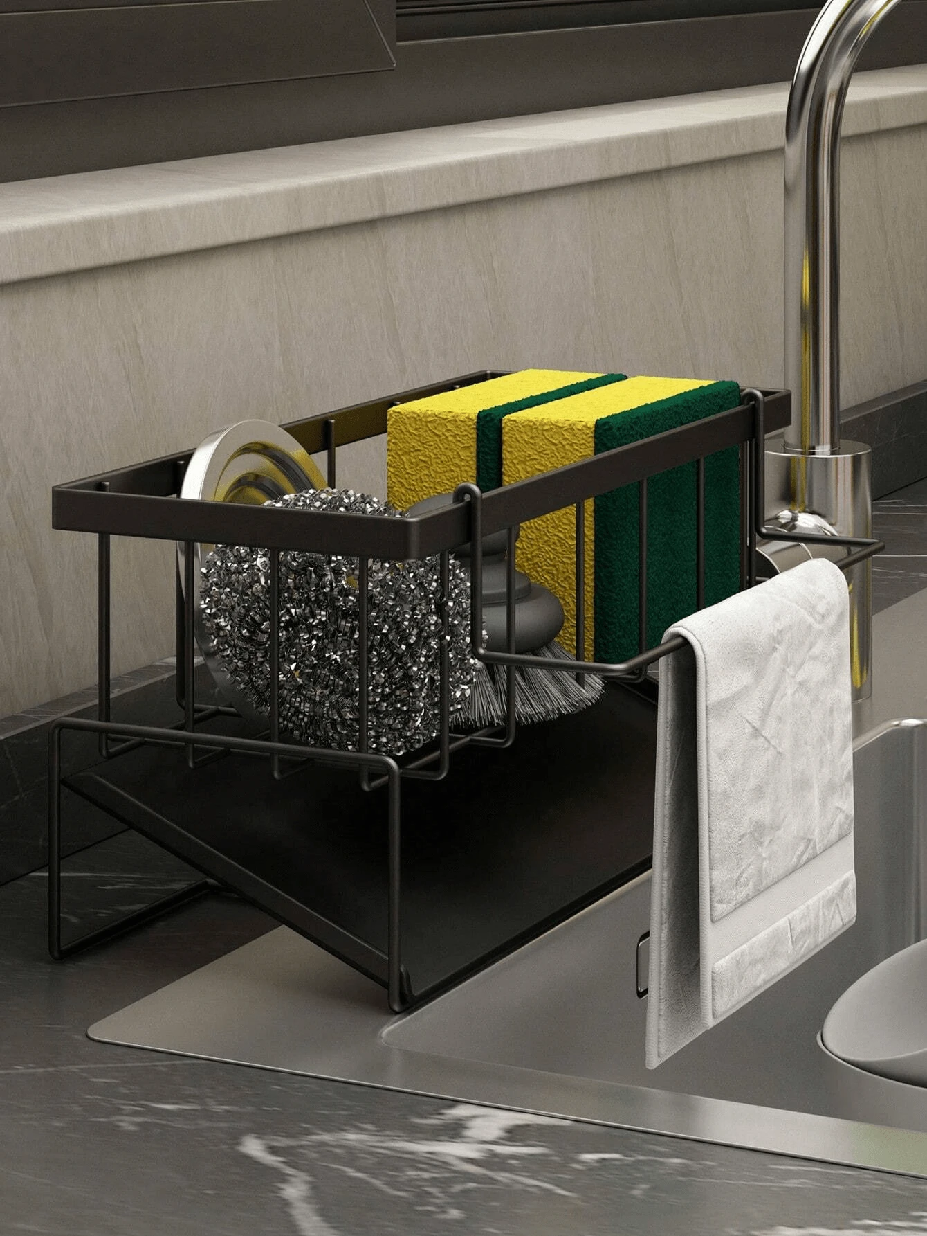 Kitchen Storage Rack Sink Sponge Rack, Stainless Steel Wire Ball Rack ...