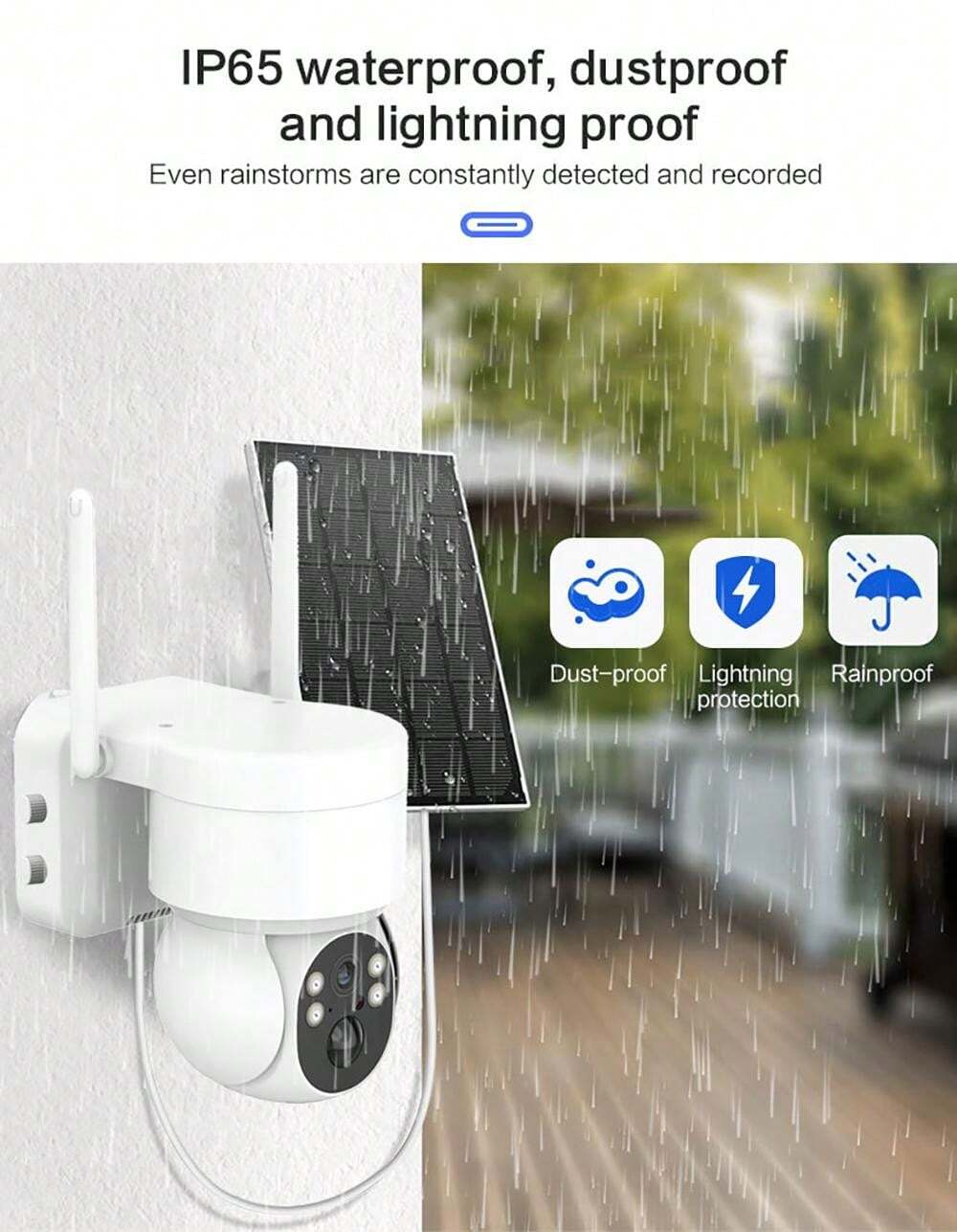 Solar PTZ Camera Wifi Outdoor 1080P PIR Human Detection Wireless ...