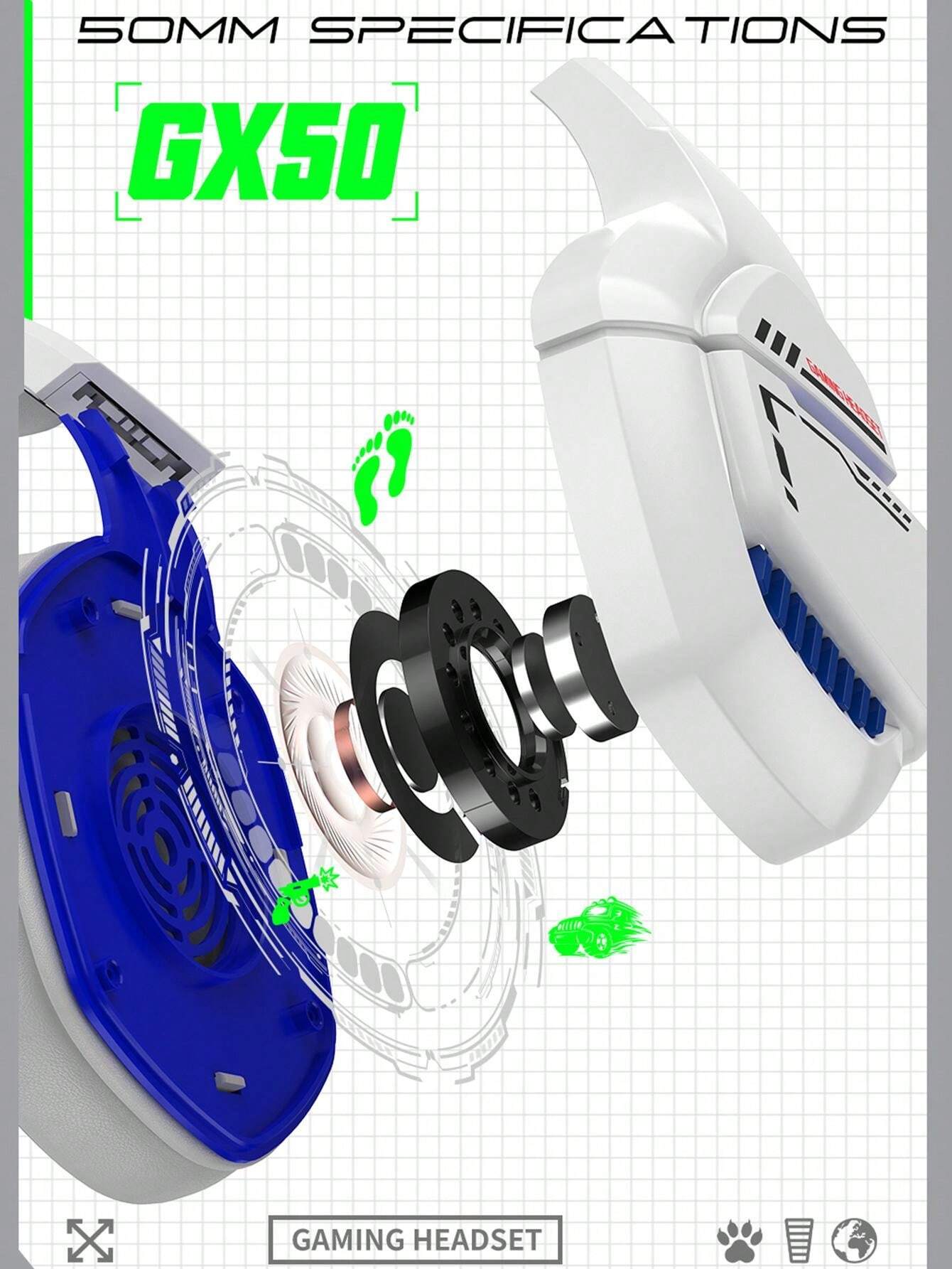 GX50 Wired Gaming Headset, Professional Heavy Bass Eat Chicken Mech ...