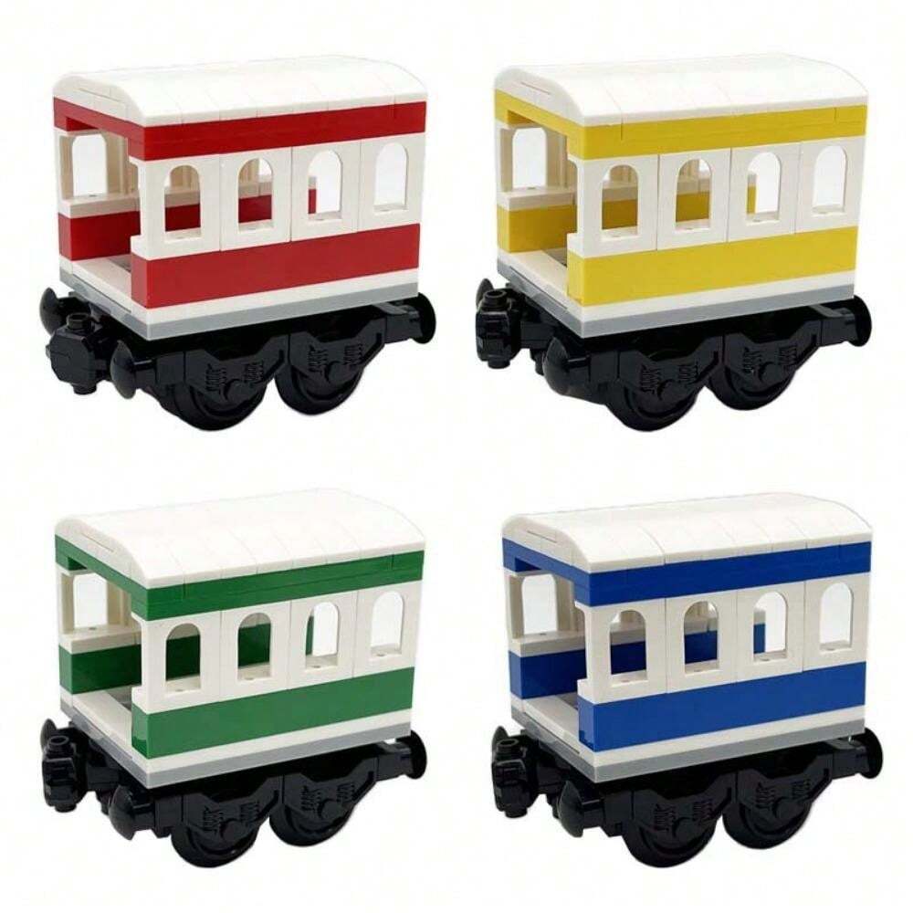 1 Set Building Bricks Train Carriage Tracks Set, Compatible With , City ...