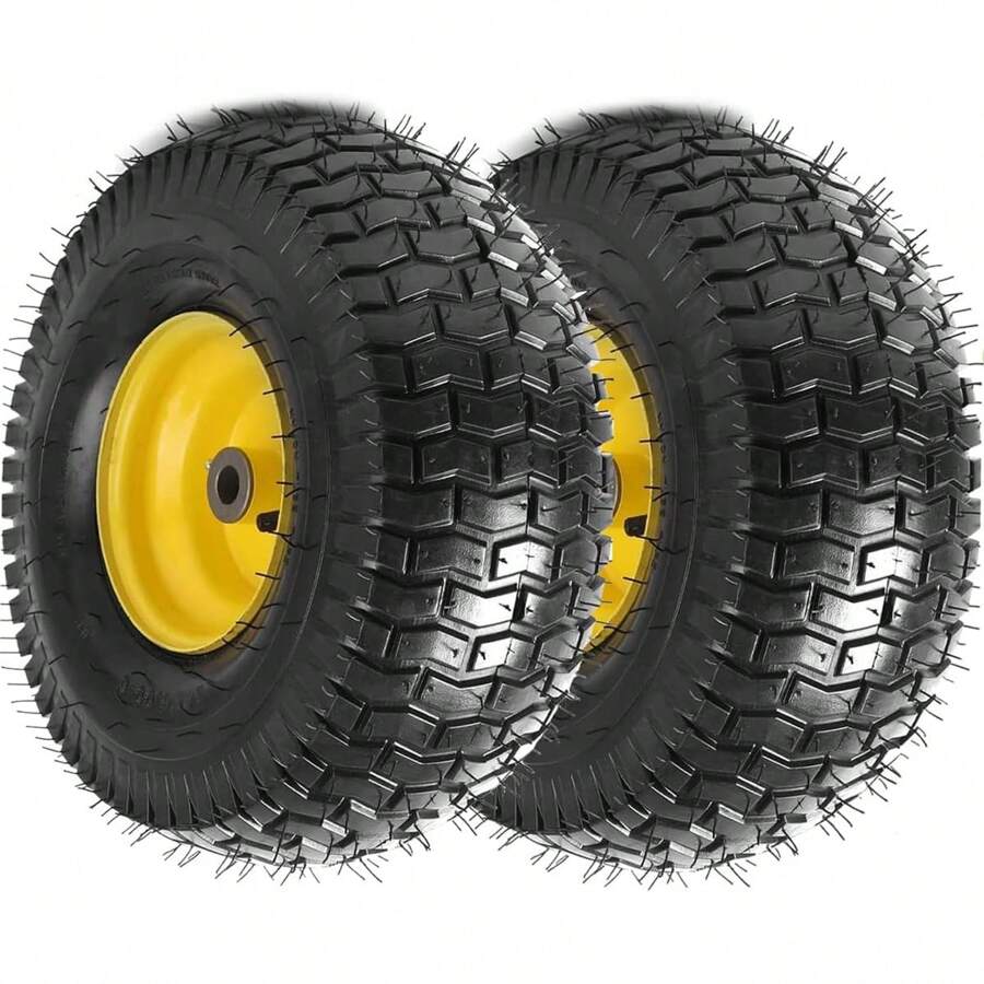 Set Of 2 Turf Tire With Wheel, 15x6-6-4PR Lawn Mower Tire With Wheel ...