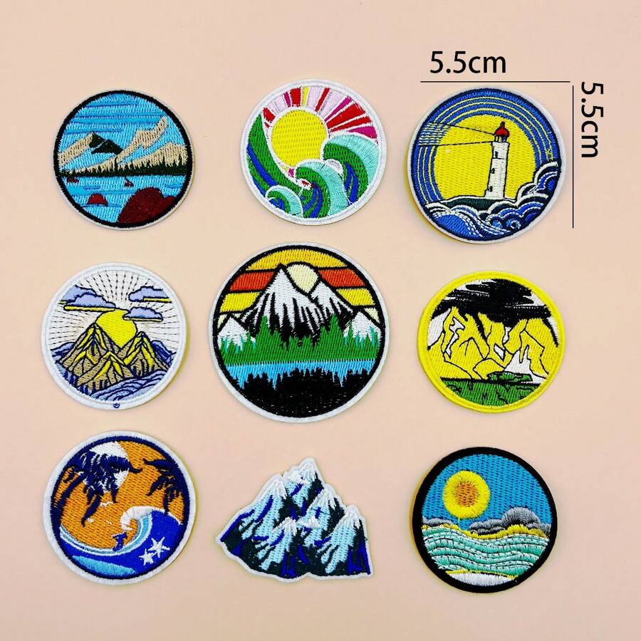 5-48pcs/Set Random Color Embroidered Cartoon Scenery Pattern Shoe Hat ...