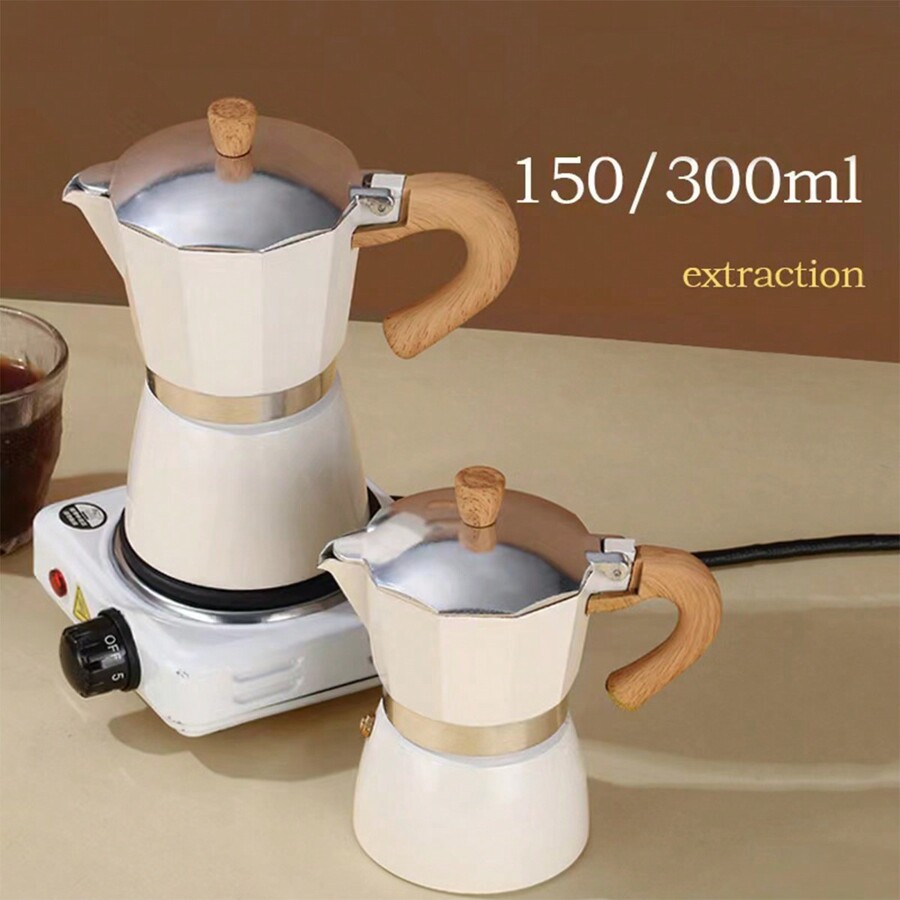 1pc 150ml/300ml Small American-Style Handmade Coffee Pot Octagonal Moka ...
