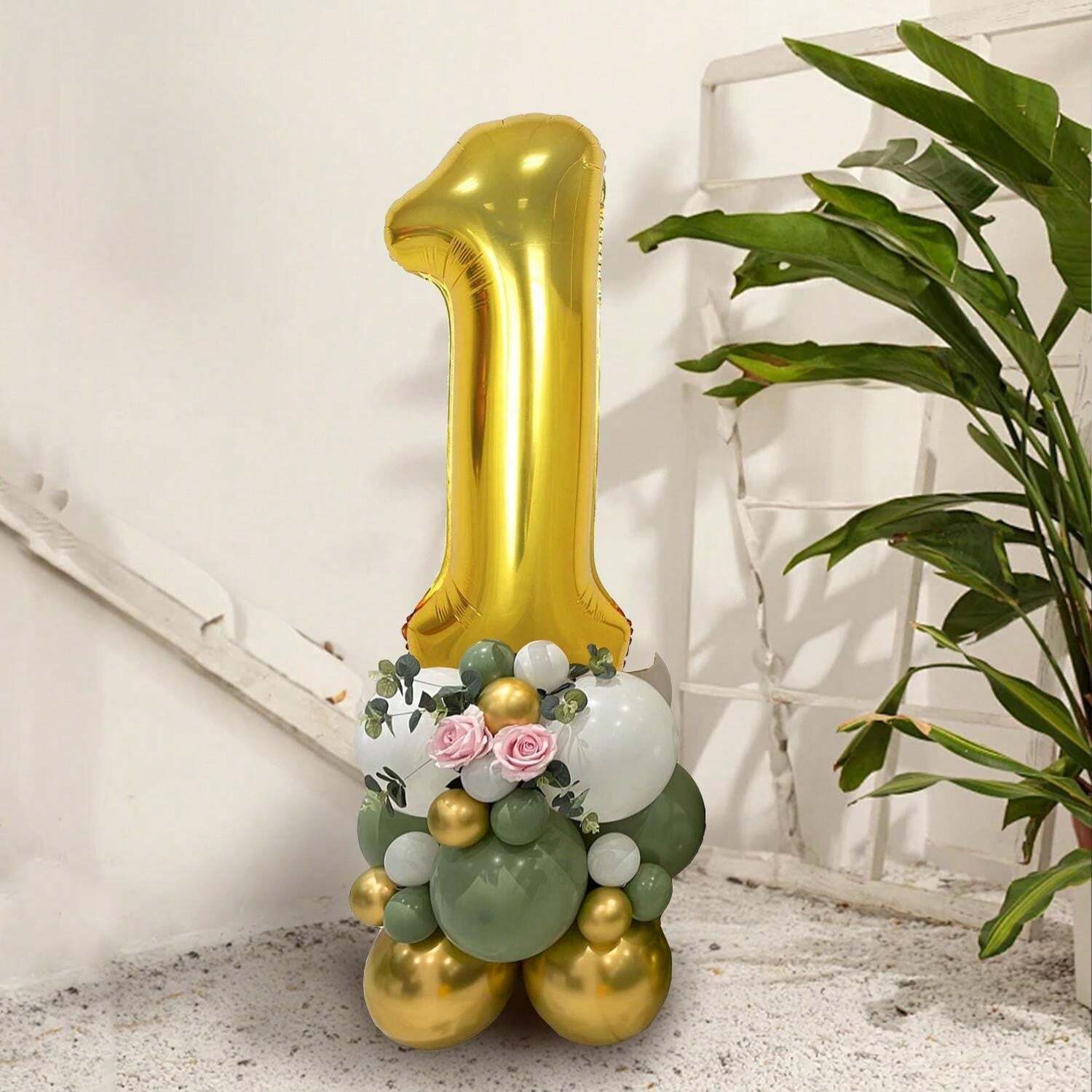 27 piezas de globos de números gigantes en dorado de 40 pulgadas del 0 ...