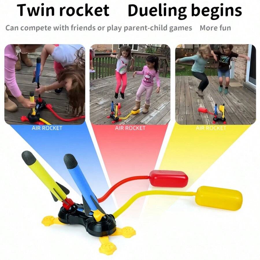 Children's Red-Yellow Color Coordinated Double Stomp Rocket Launch Set ...