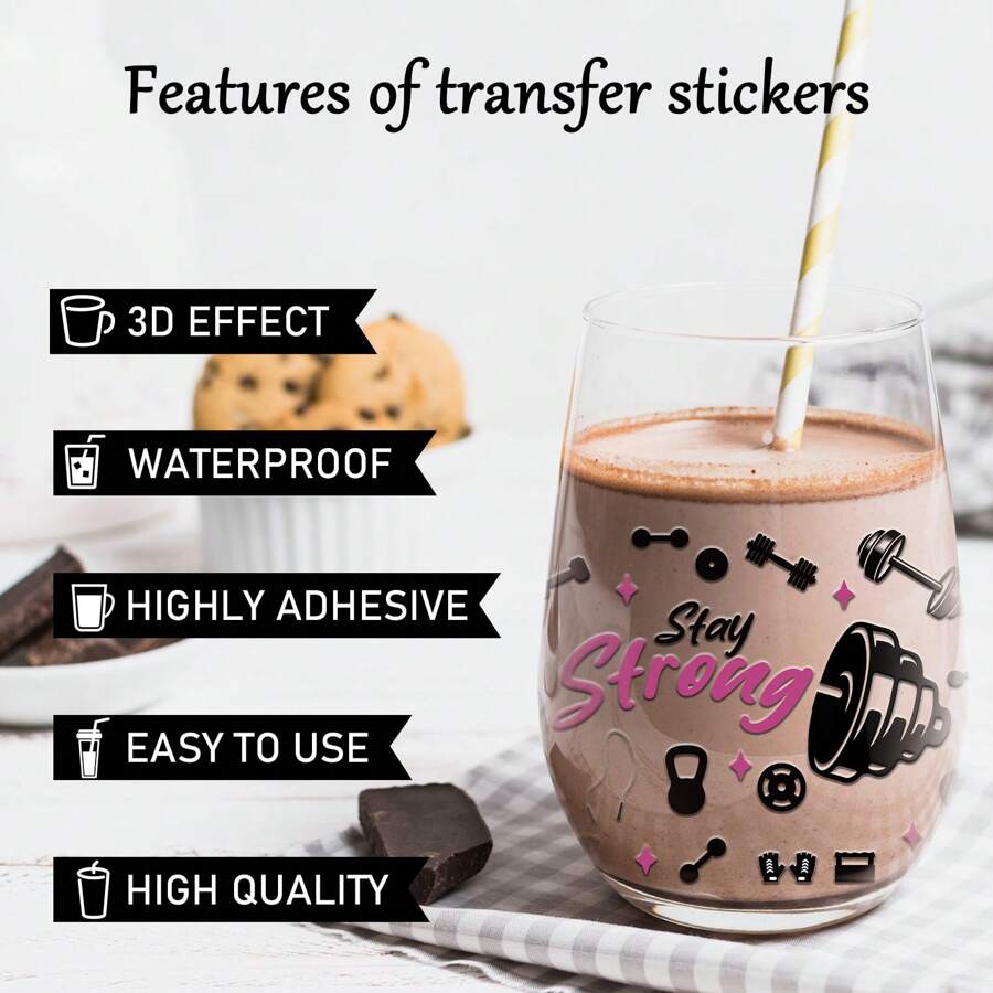 UV DTF Cup Wrap - 6 Sheets Fitness Uvdtf Cup Wraps Keep Fit Sport UV ...