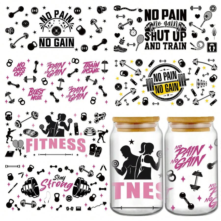 UV DTF Cup Wrap - 6 Sheets Fitness Uvdtf Cup Wraps Keep Fit Sport UV ...