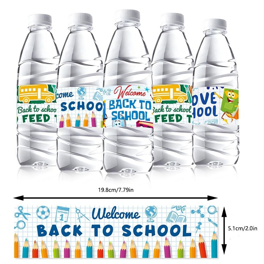 8pcs Back-To-School Party Decorative Water Bottle Sticker Back-To ...