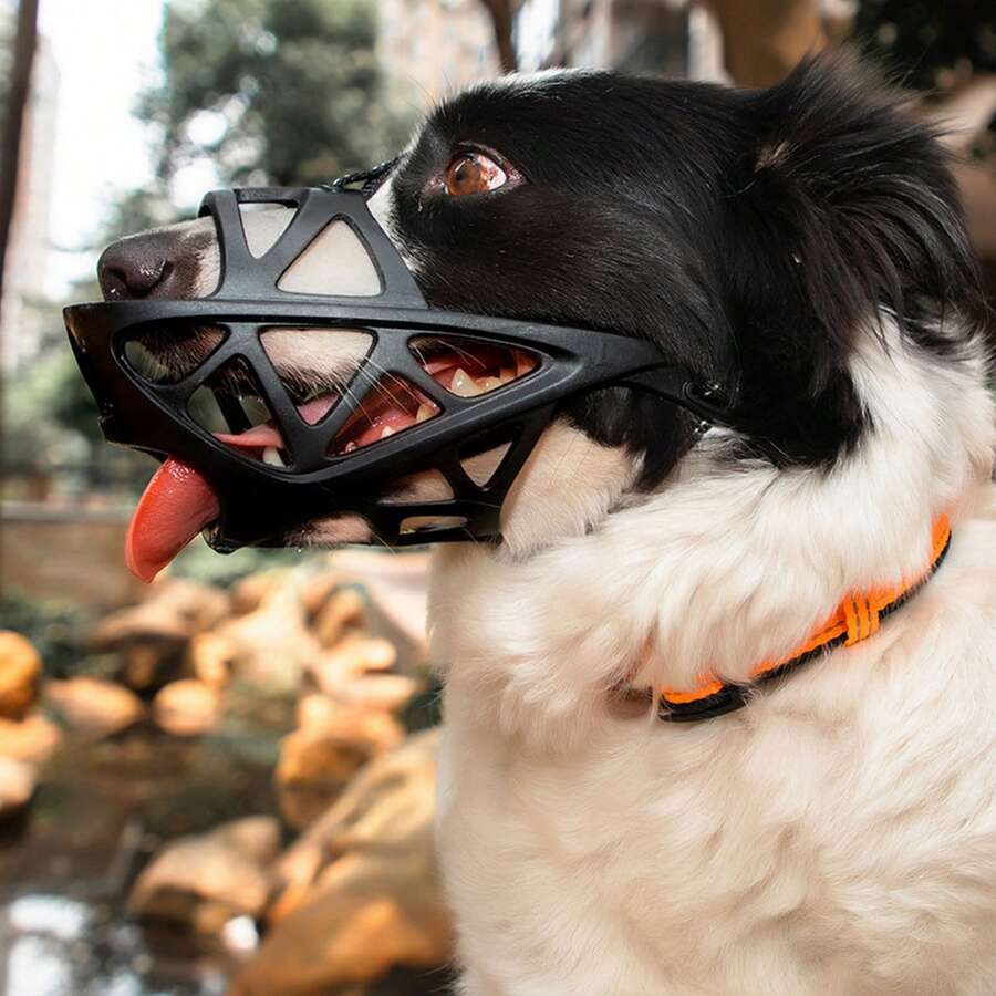 Pet Muzzle Mask Anti-Biting Anti-Barking Hollow-Out Silicone Adjustable ...
