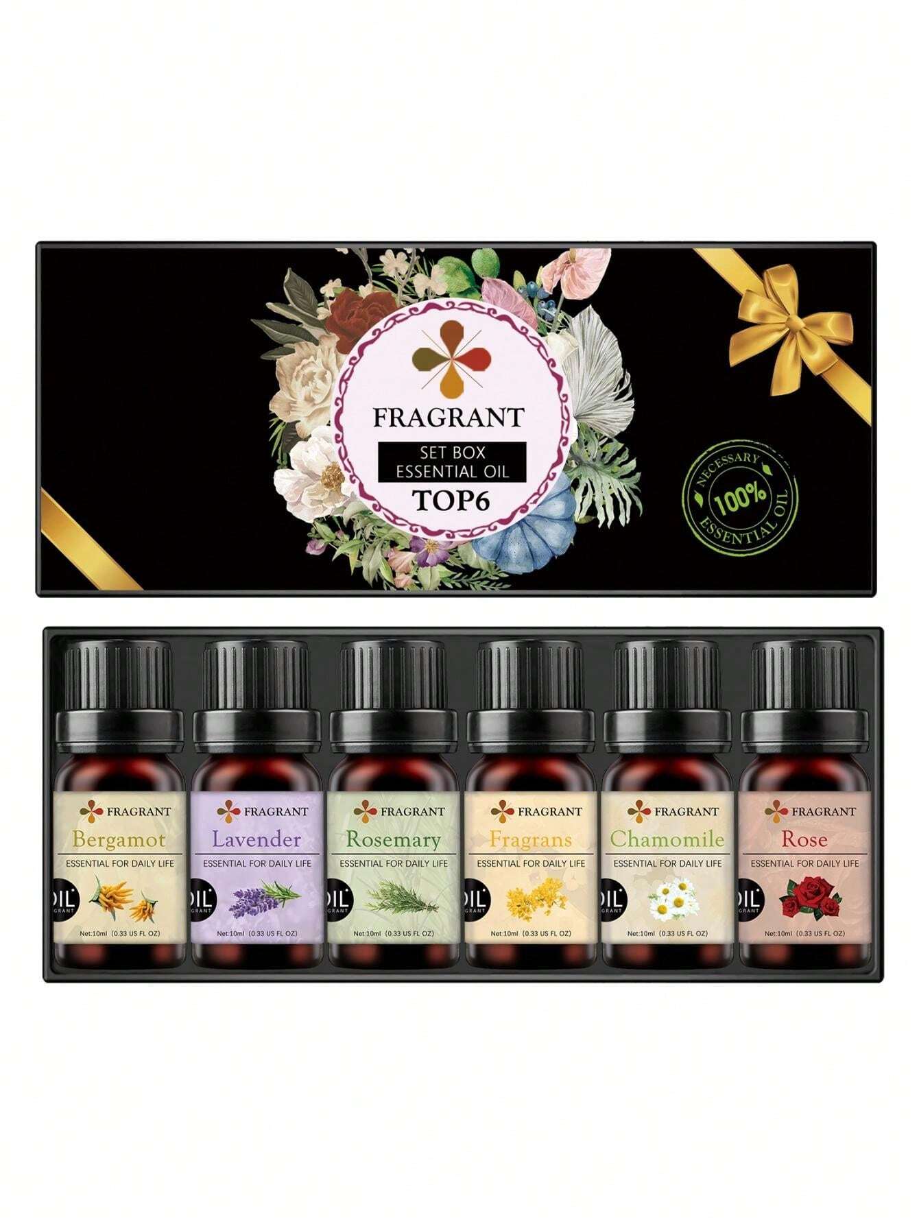 Pure Essential Oil Set -6 Top Essential Oils Gift Set 6 Packs, 10ML, 4 ...