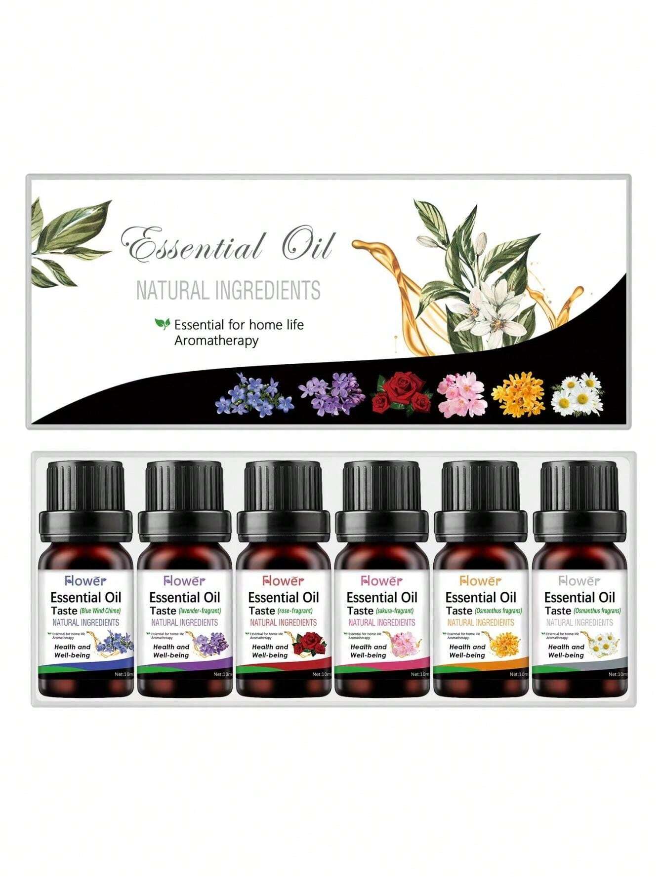 Pure Essential Oil Set -6 Top Essential Oils Gift Set 6 Packs, 10ML, 4 ...