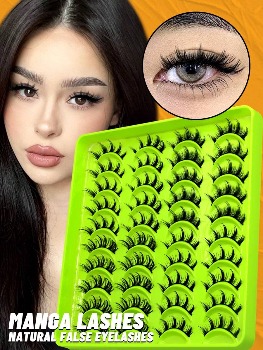 GROINNEYA 20 paires de cils Manga Wet Anime quatres styles de faux cils ...