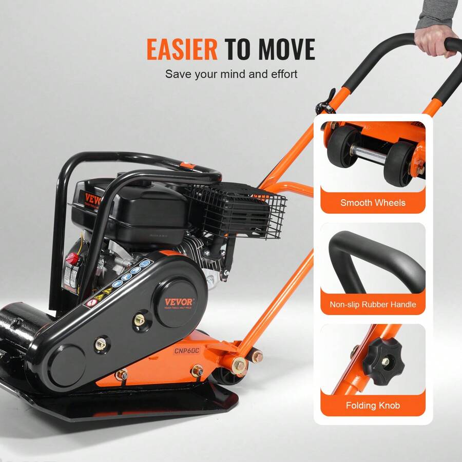 VEVOR 6.5HP Plate Compactor, 196CC Gas Engine, 4200 Lbs Vibratory ...