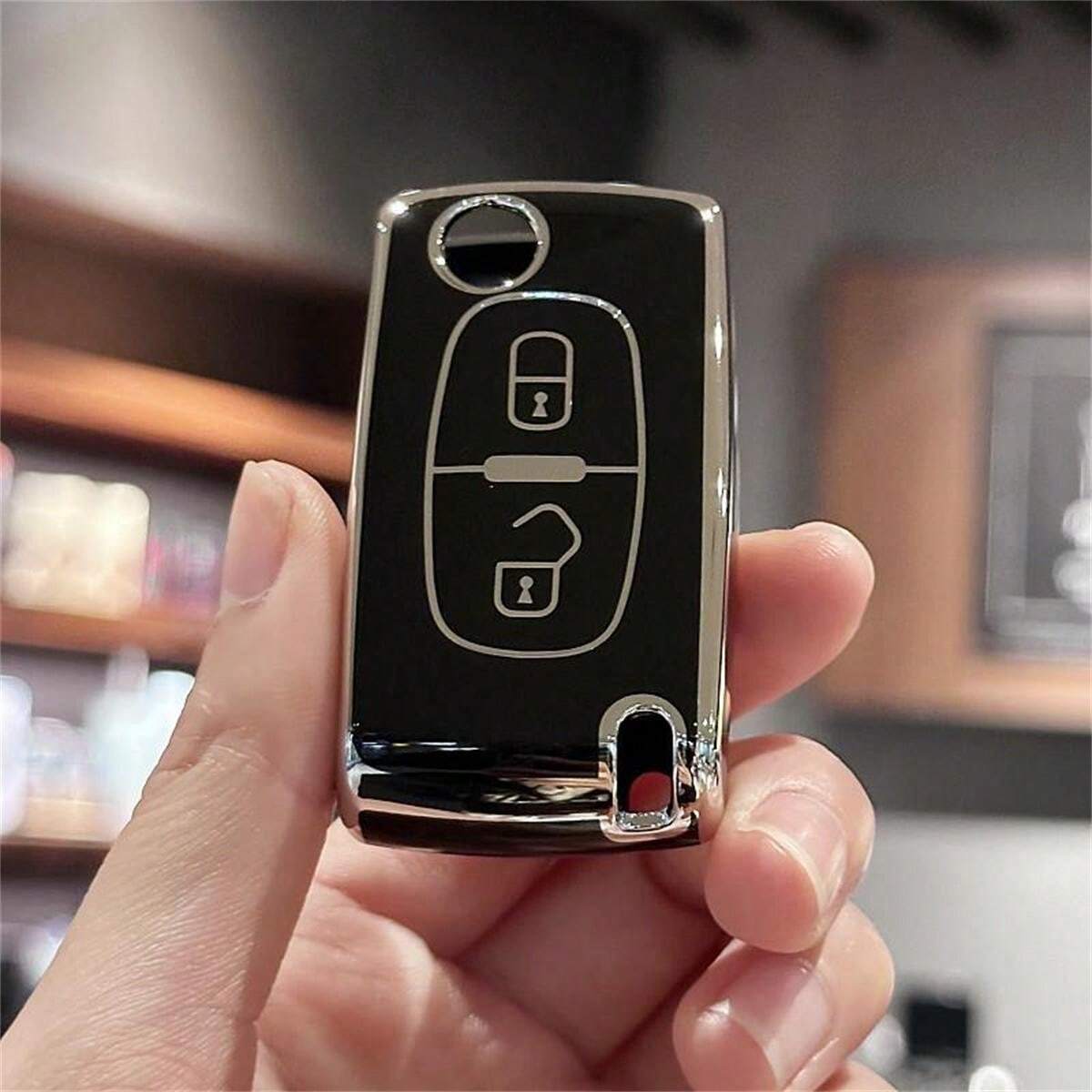 Key Fob Cover With Keychain Lanyard Keyring For Peugeot 207 307 308 407 ...