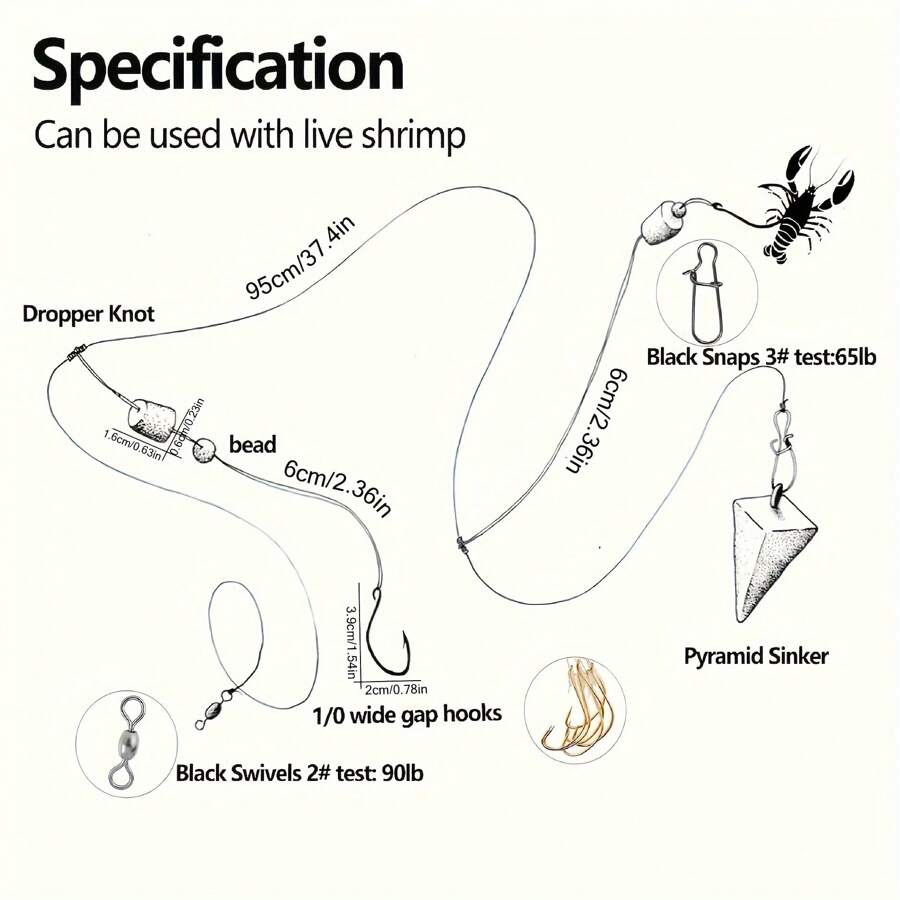 YOTO 6PCS Saltwater Pompano Rigs For Surf Fishing,Double Drops Pompano ...