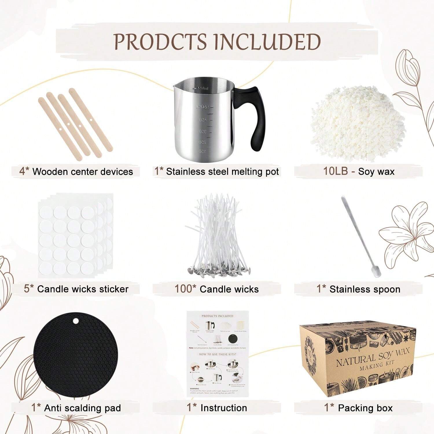 Kit de material para hacer velas de cera de soja, cera fragante blanca ...