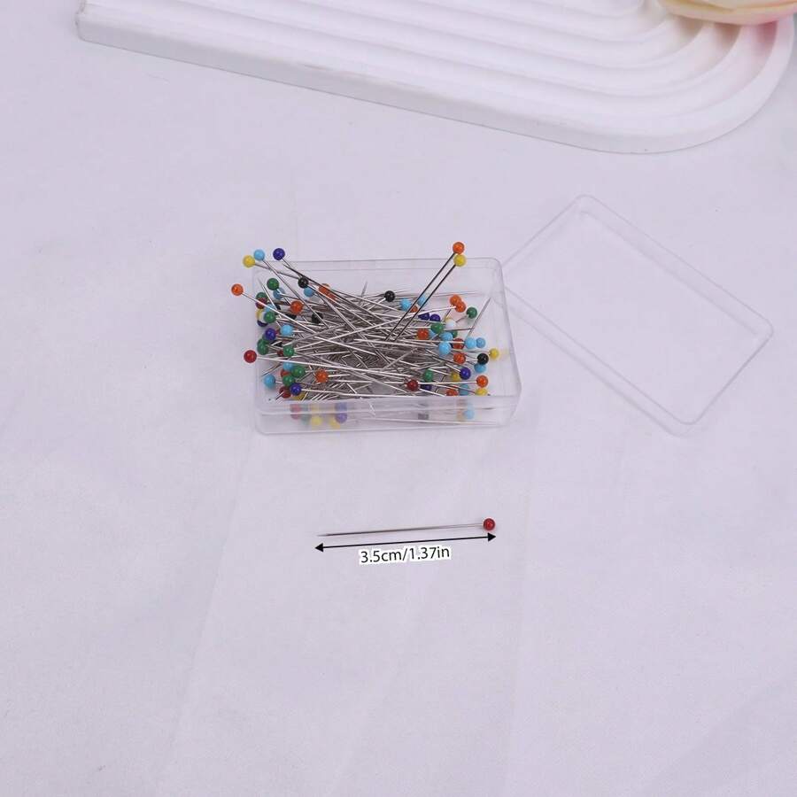 100pcs Ceramic Beads Pin, 3D Tailoring Pear Shaped Pins With Iridescent ...