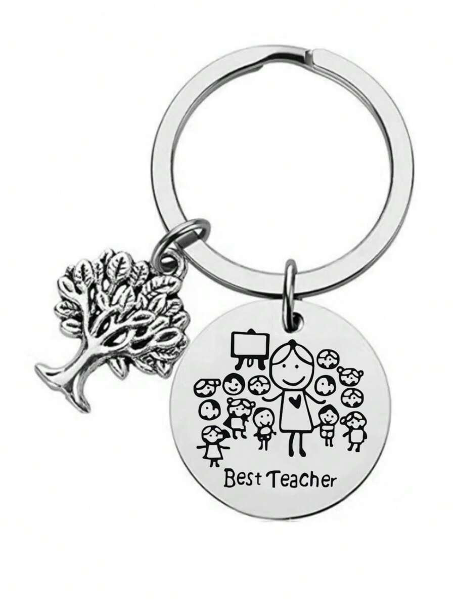 Unisex New Arrival 'Best Teacher' Stainless Steel Keychain Gift With ...