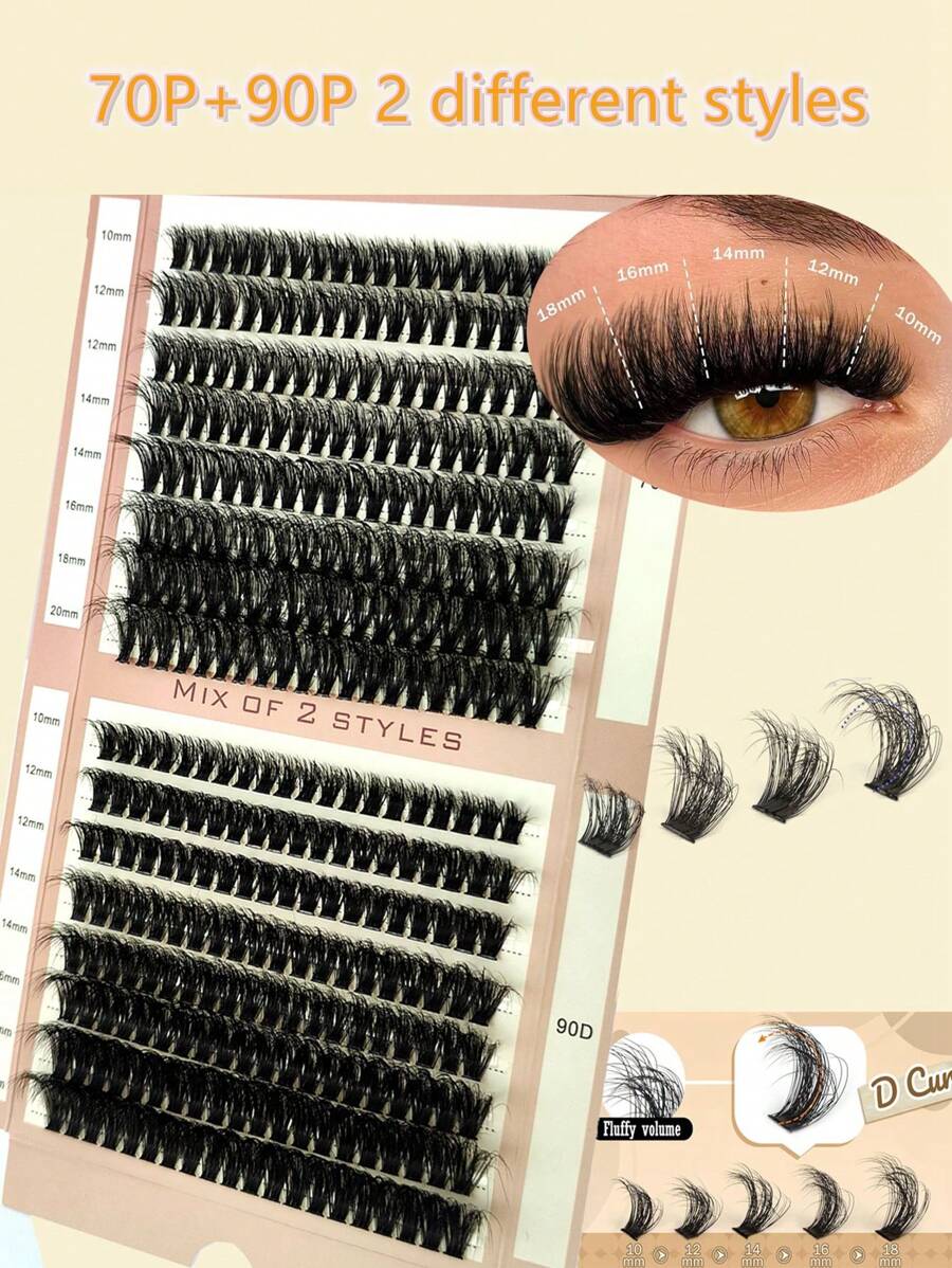 320 groupes/16 rangées 60P+80P 70P+90P 80P+100P Groupés. Extension de cils moelleux boucle D/DD ...