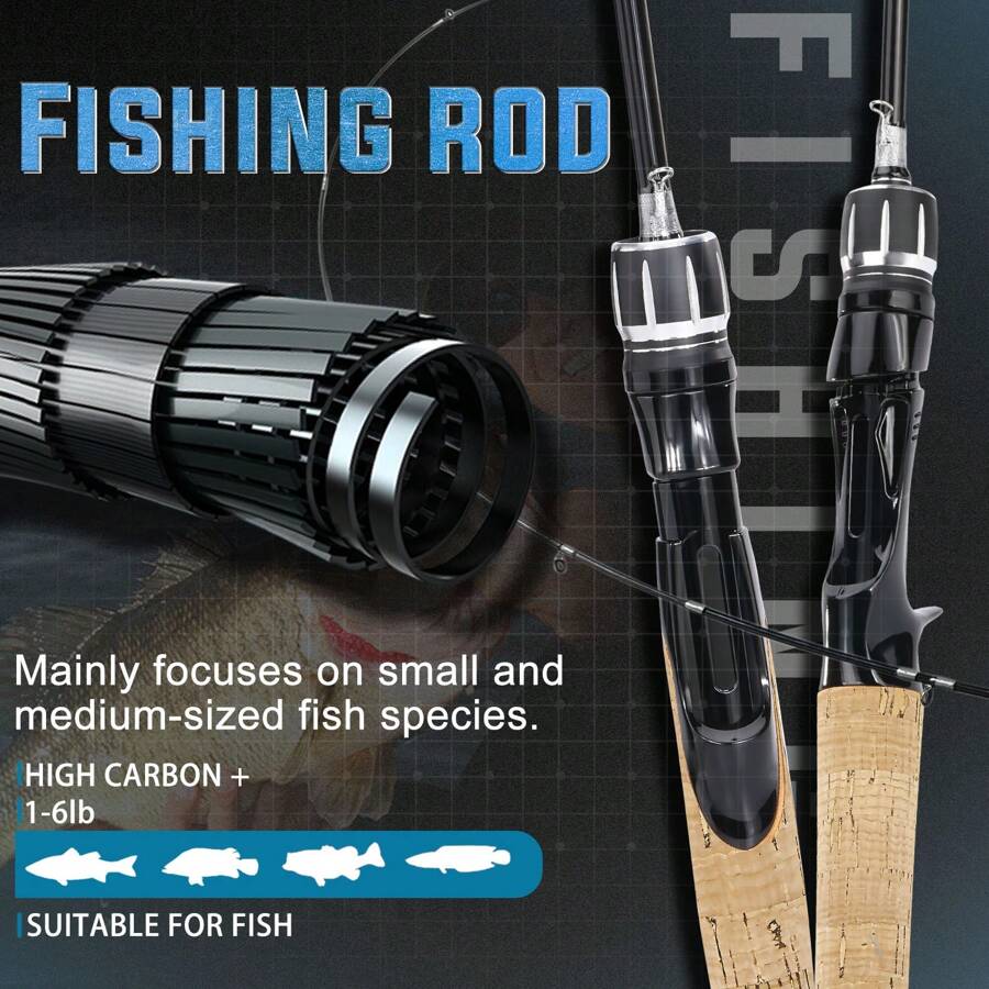 Sougayilang Fishing Rod - Ultra-Lightweight And Powerful Rod Tip 2-Section 1-6LB Solid Carbon ...