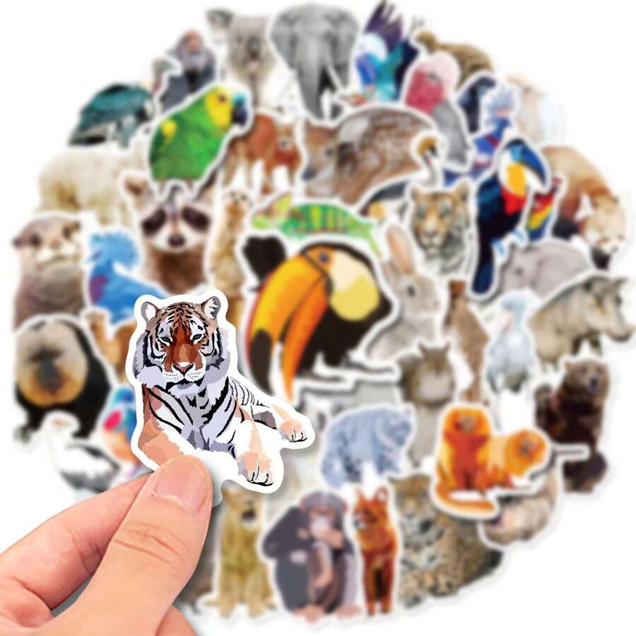 50PCS Cartoon Zoo Wild Animals Stickers Kawaii Dog Pig DIY Kids Phone ...
