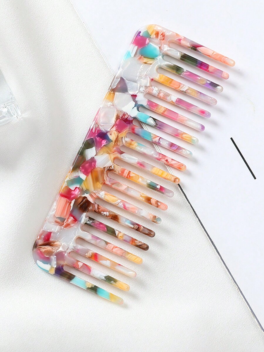 1pc Vintage Fashion Acetic Acid Hair Comb Marble Pattern Anti Static ...