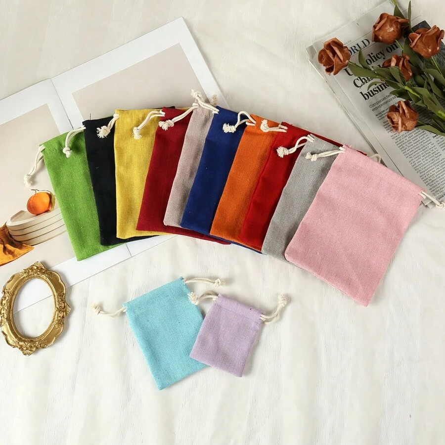 5pcs/Pack Colorful Cotton Linen Bag Coffee Grounds Sachet Storage ...