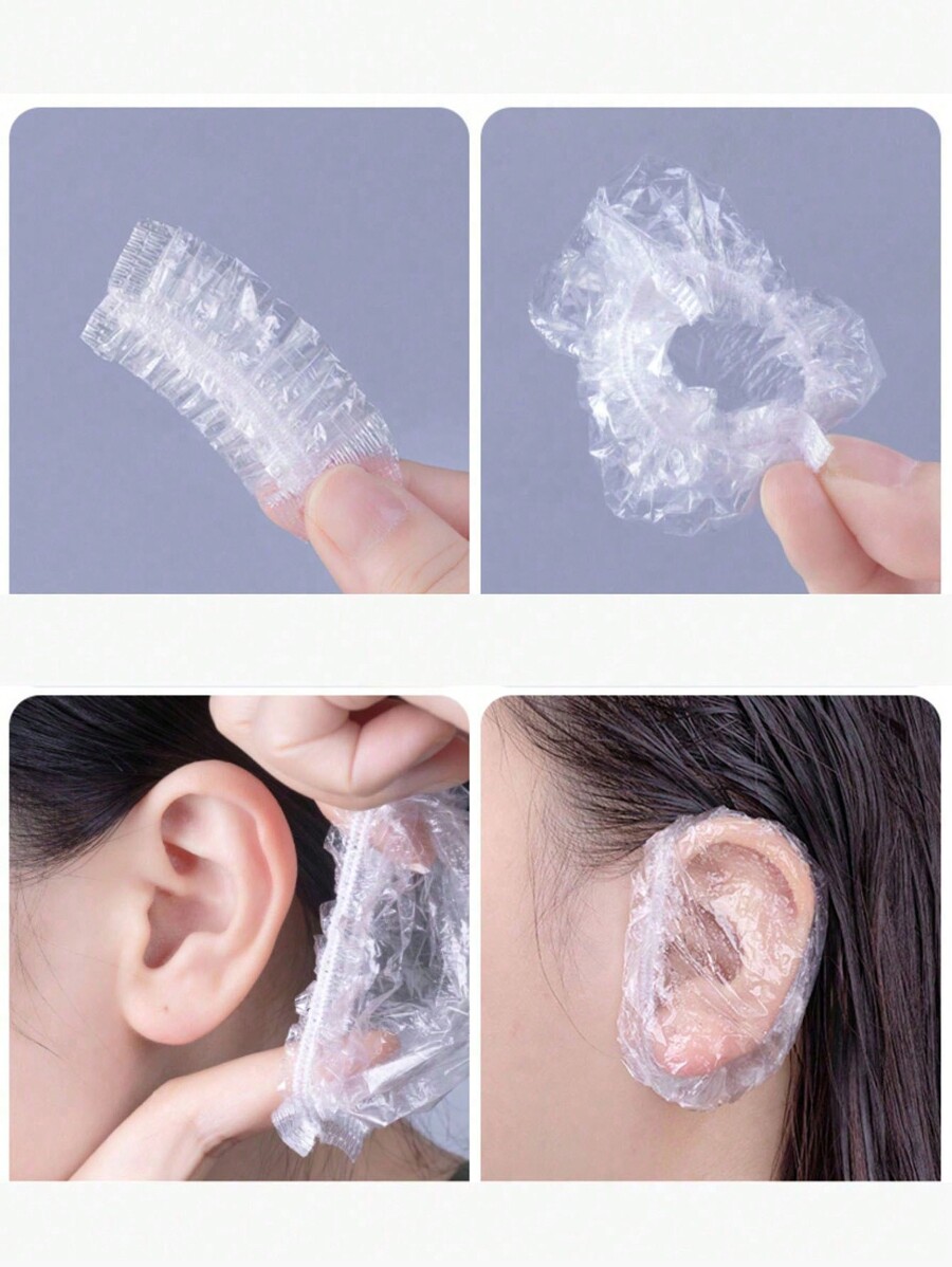 100pcs Disposable Ear Covers For Ear Piercing, Showering, Hair Washing ...