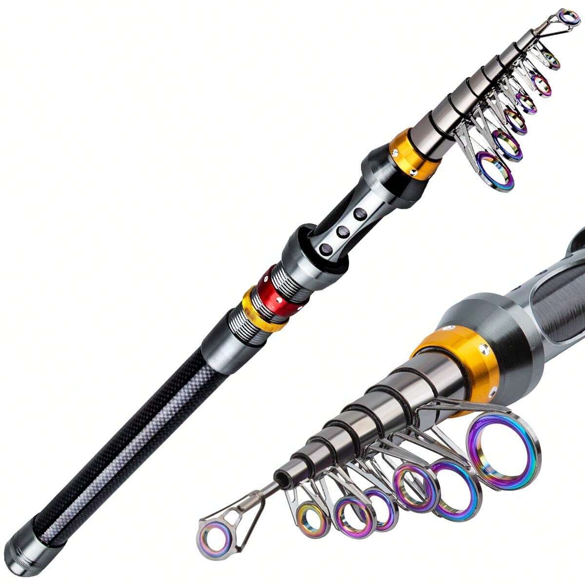 Caña de pescar telescópica de fibra de carbono ultra resistente para pesca en el mar, tipo ...