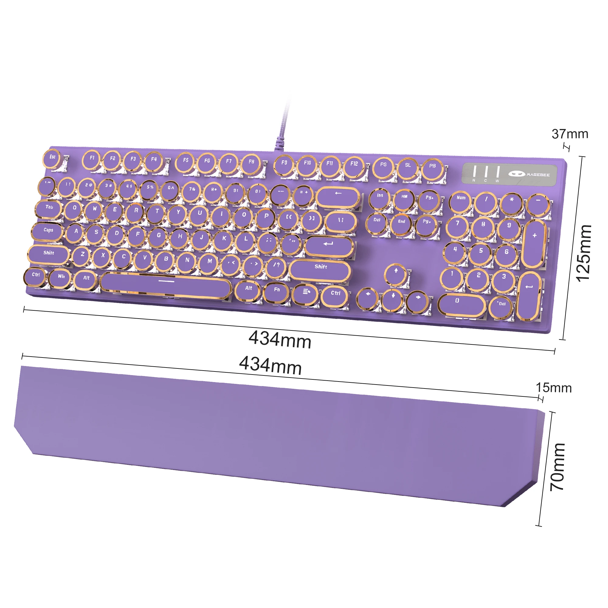 MageGee Purple Typewriter Mechanical Gaming Keyboard, 104Keys Wired ...