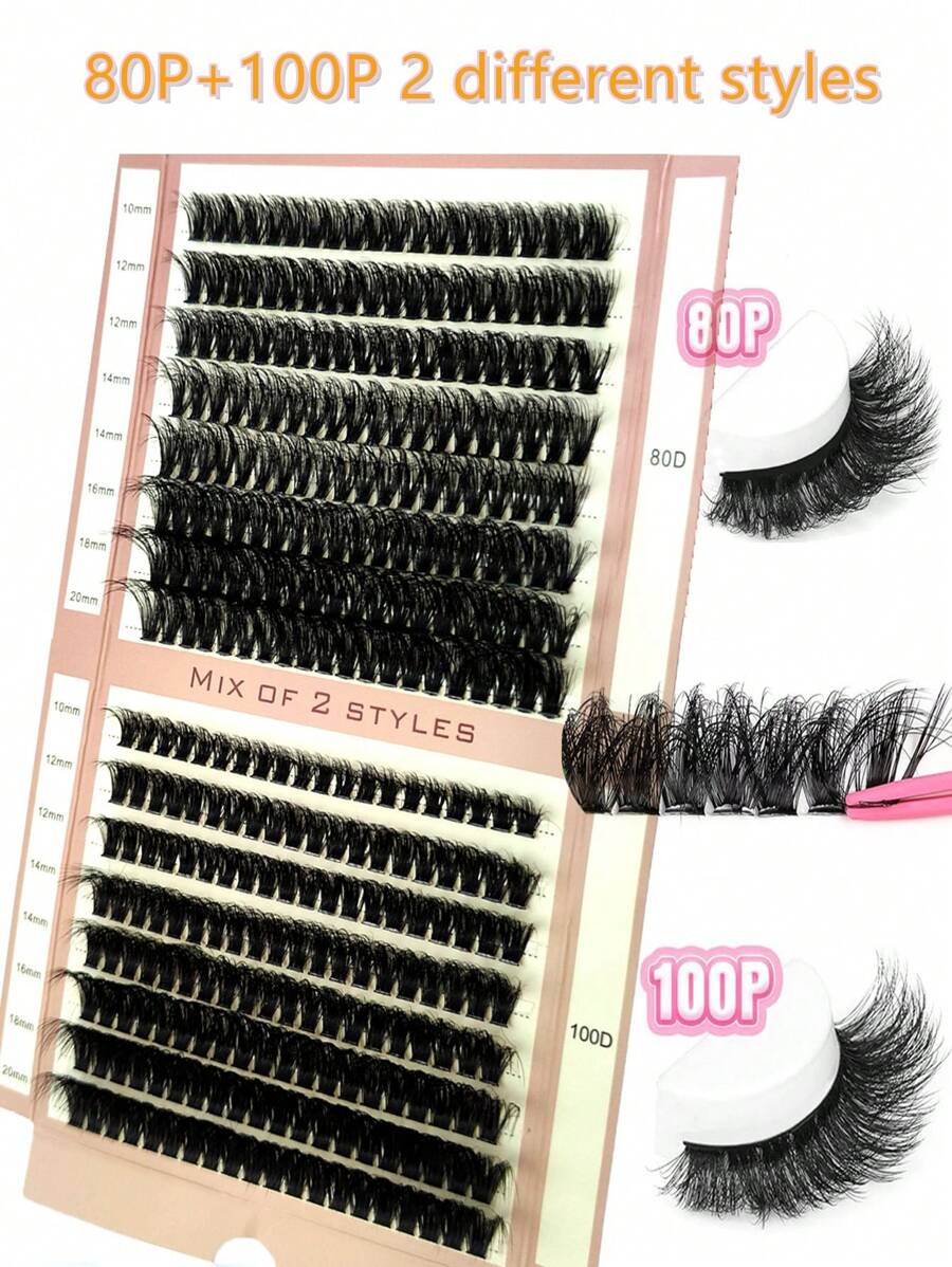 320 Clusters 16 Rows DIY Eyelashes Extension Mixed 10-20mm 5D Fluffy D ...