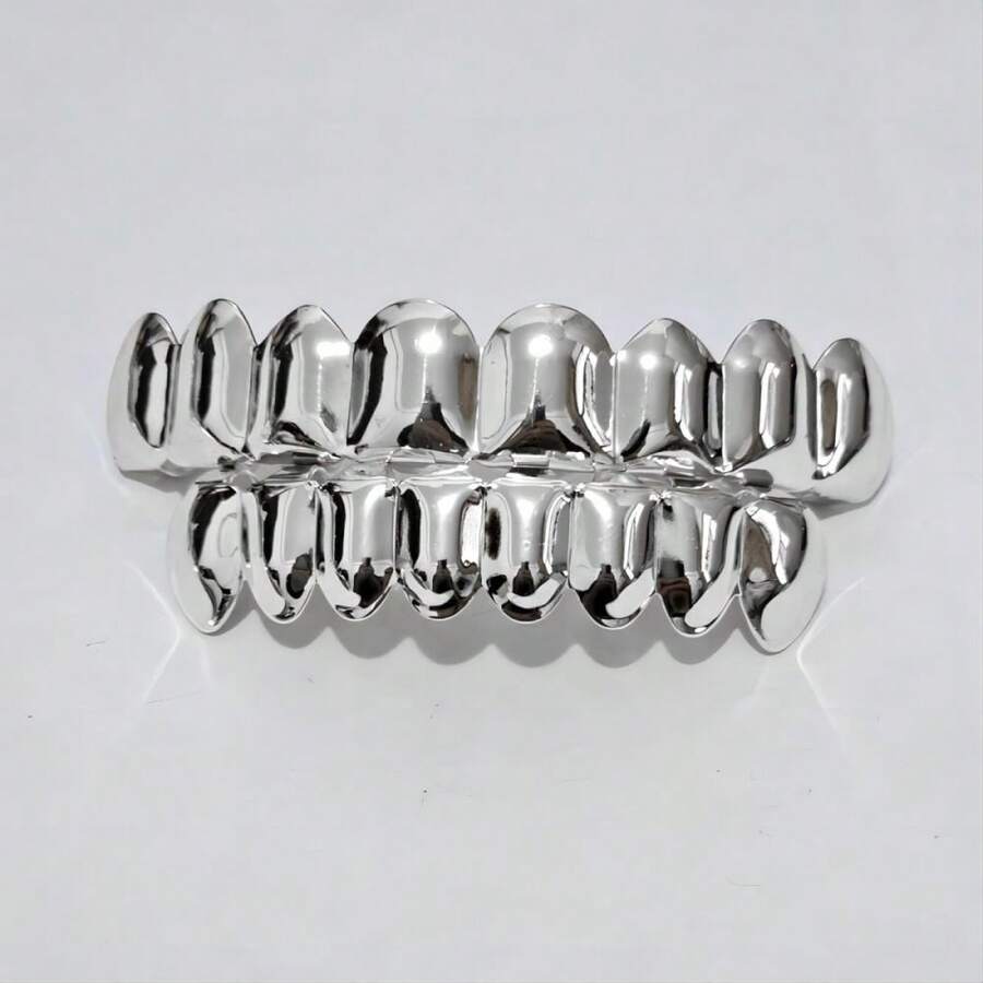 18K Golden Plated 8 Teeth Shiny Dental Tooth Grillz | SHEIN UK